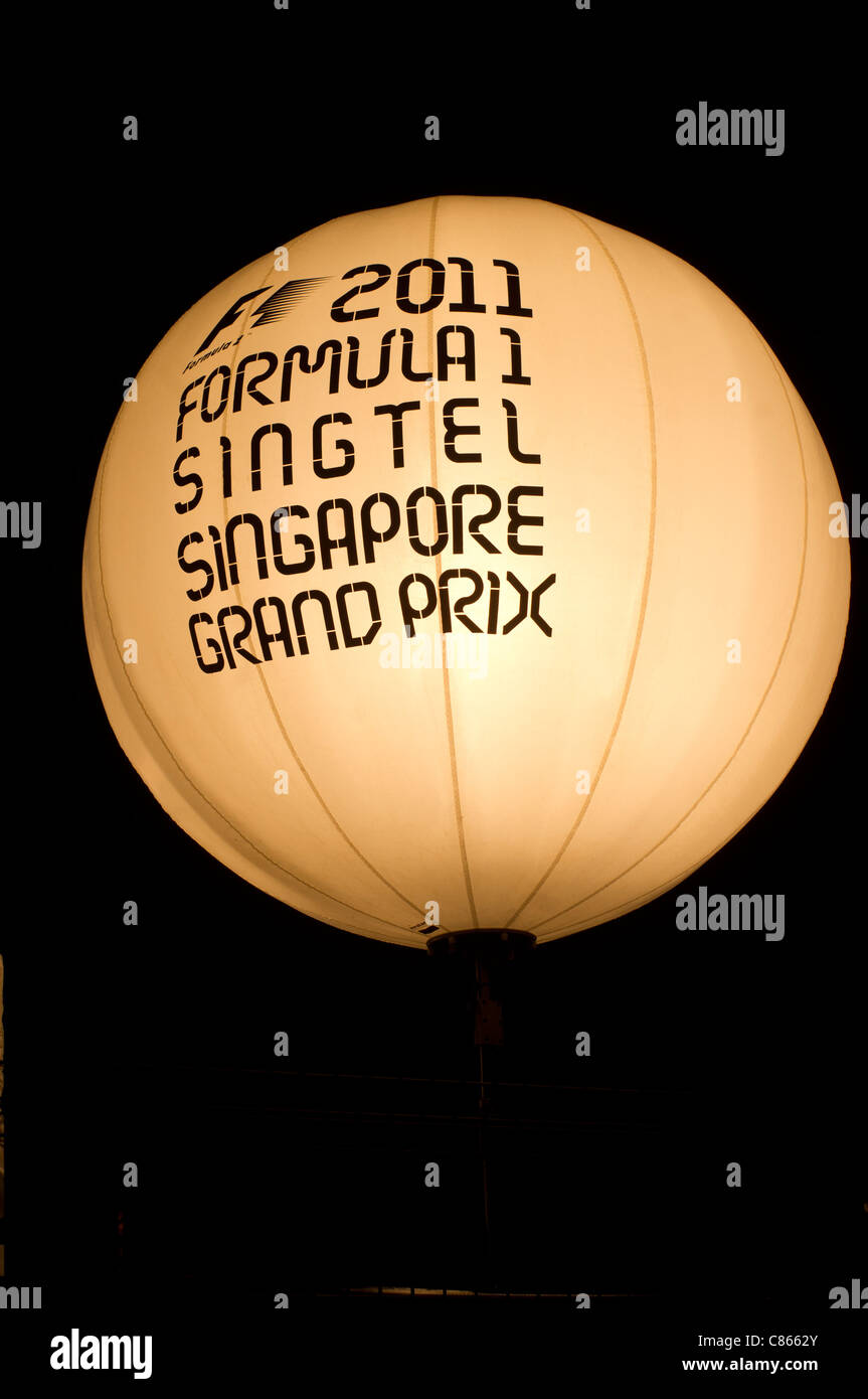 A balloon is showing Formula one, F1, night race in Singapore Stock ...