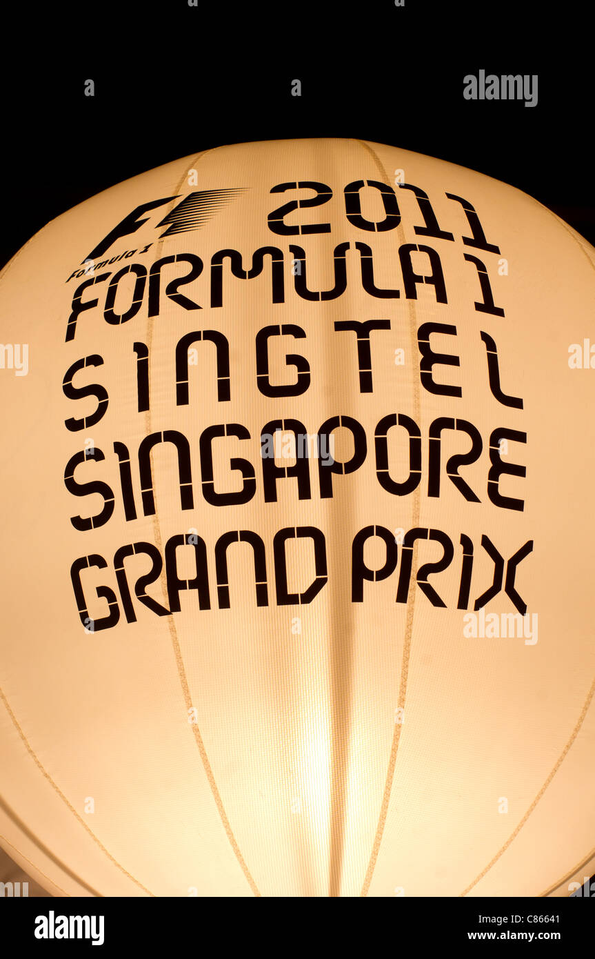 A balloon is showing Formula one, F1, night race in Singapore Stock ...