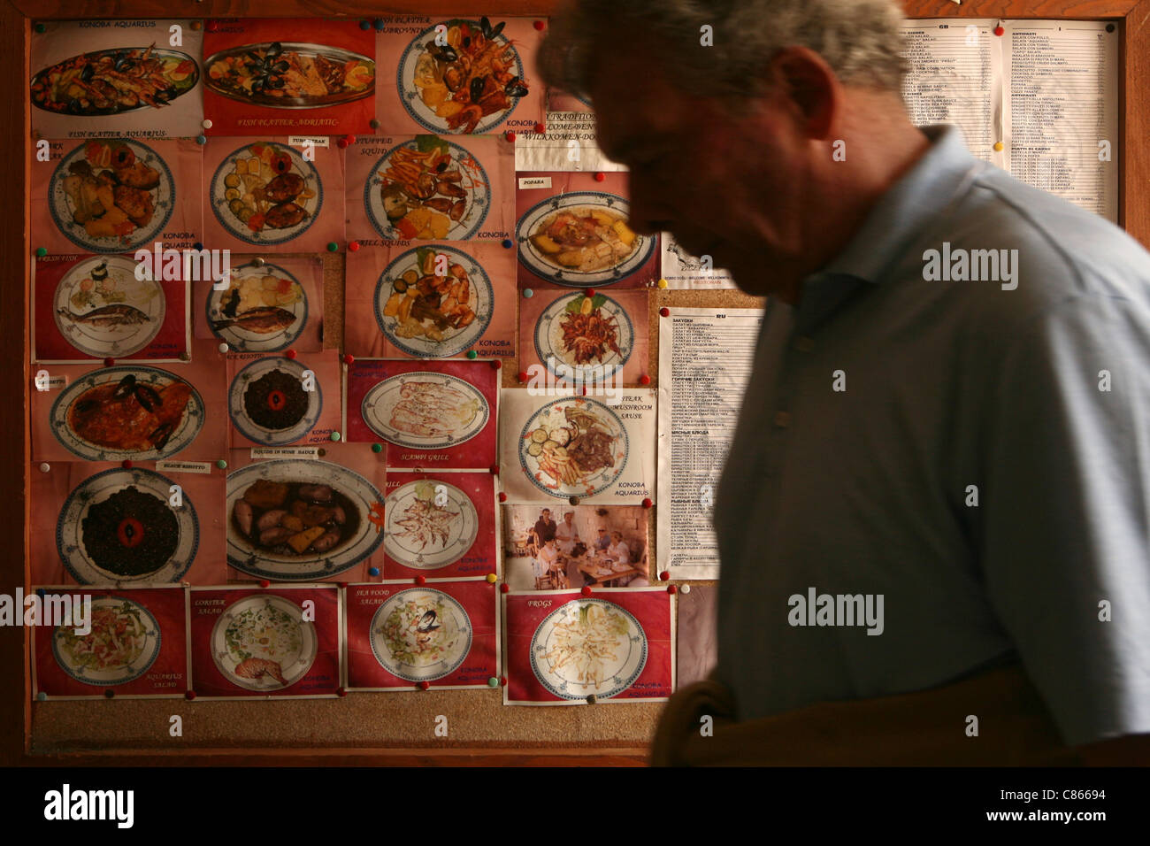 Menu of the restaurant of Croatian cuisine in Dubrovnik, Croatia Stock ...