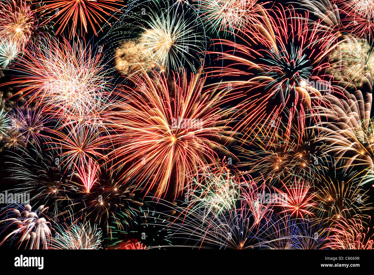 Multicolored fireworks fill the horizontal frame Stock Photo - Alamy