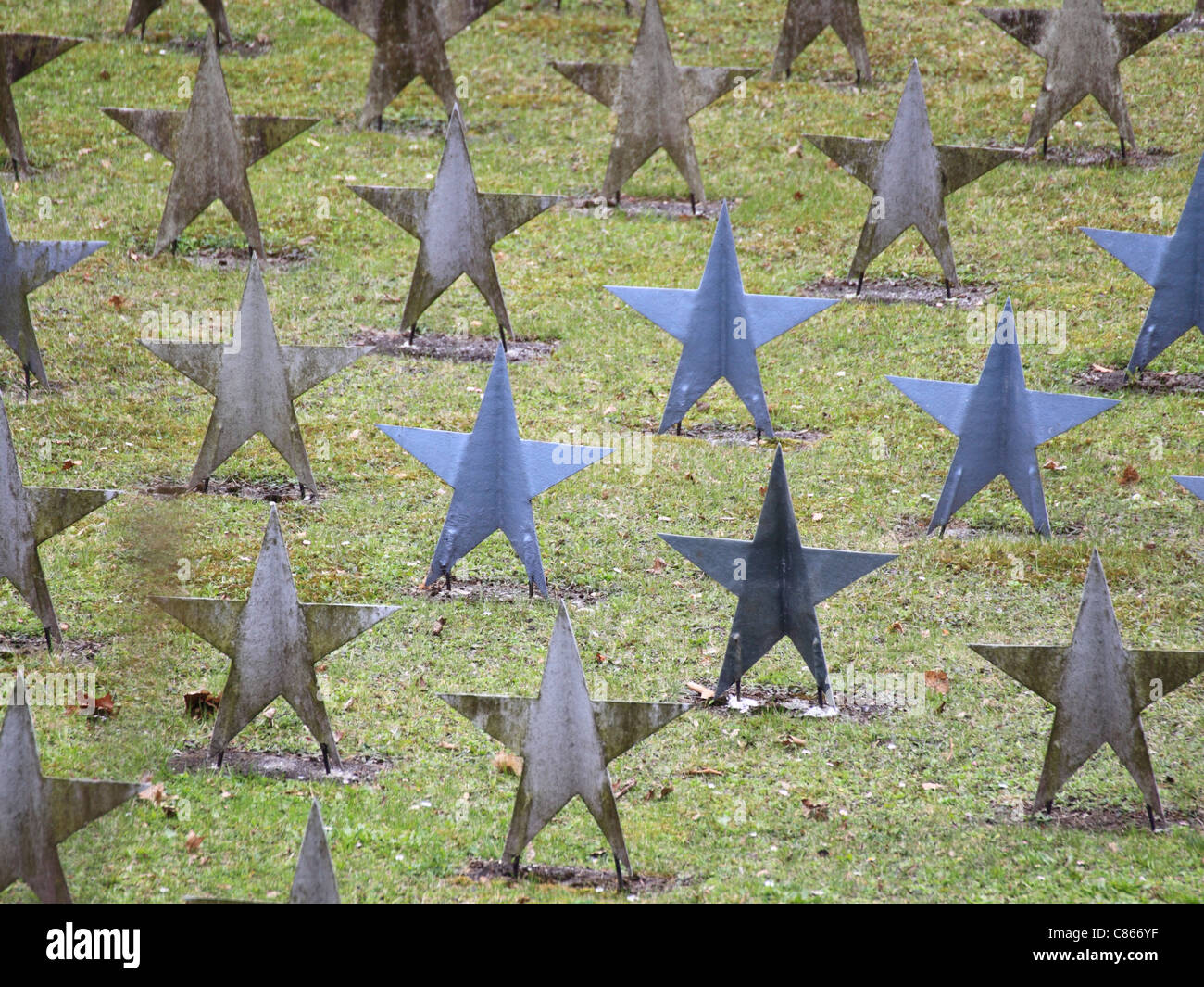 Rows Of Star Tombstone at cemetery, soviet burial ground. Gdynia ...