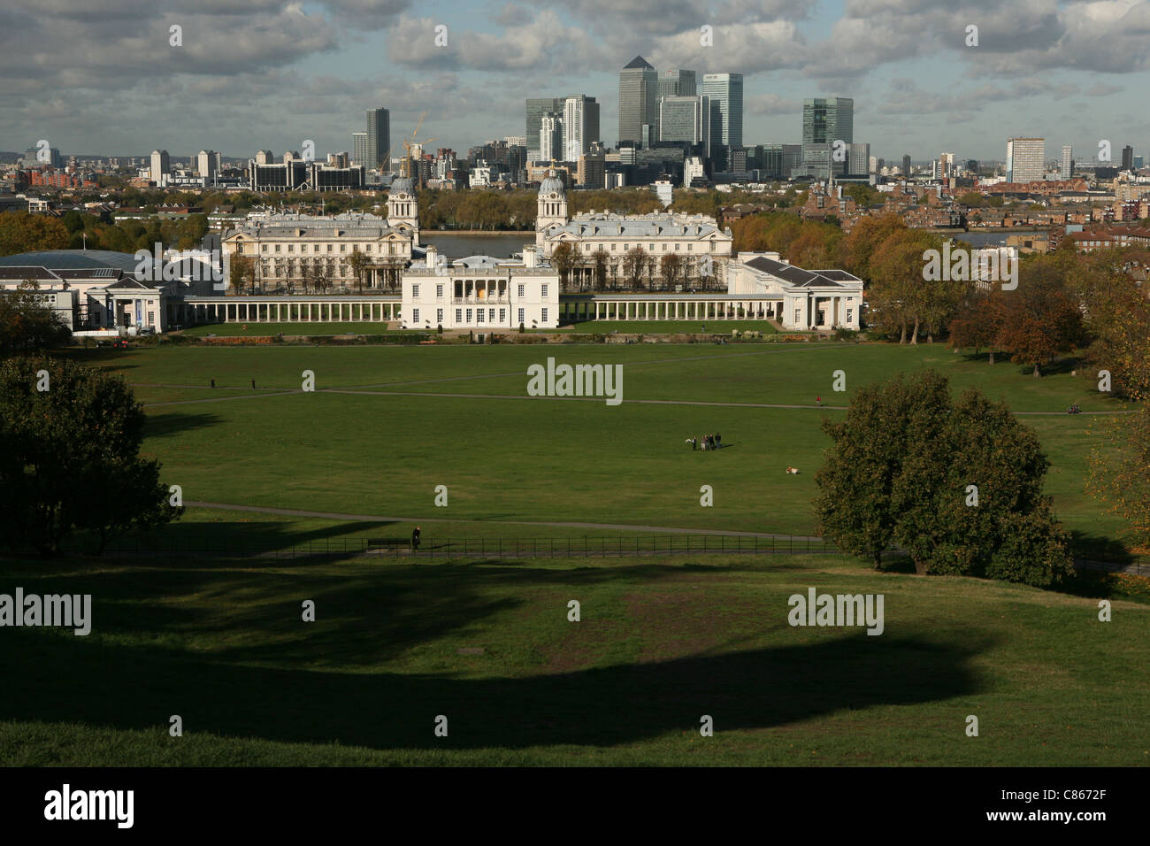 Greenwich Park in London, England, UK. The Greenwich Meridian crosses ...