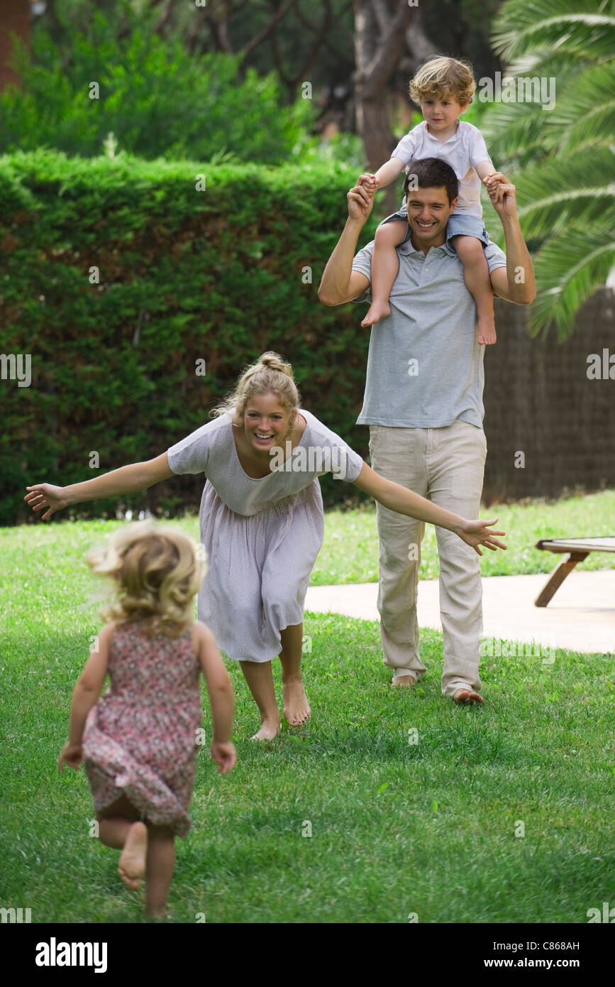 Family having fun outdoors Stock Photo - Alamy