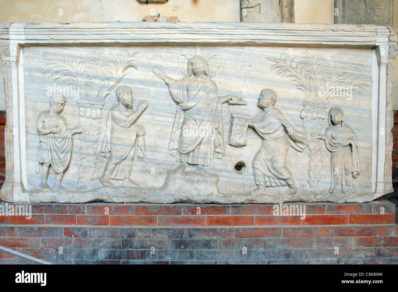 Early christian relief on marble sarcophagus Ravenna Stock Photo - Alamy