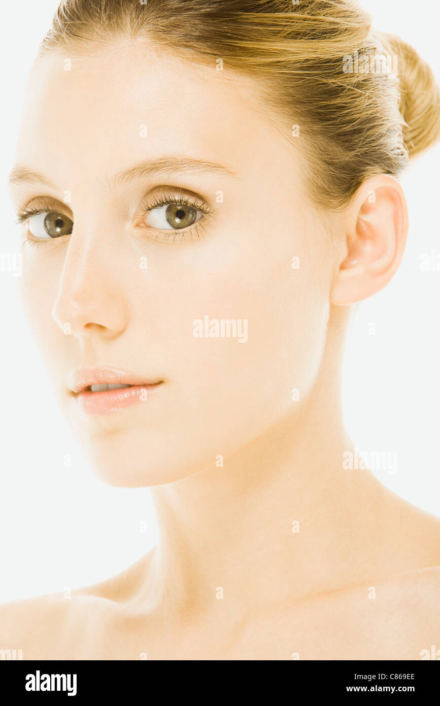 Young woman with bare shoulders, portrait Stock Photo - Alamy