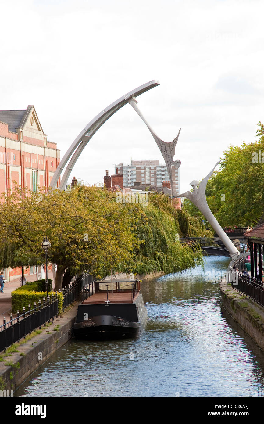 The River Witham and the Empowerment sculpture in Lincoln city centre ...