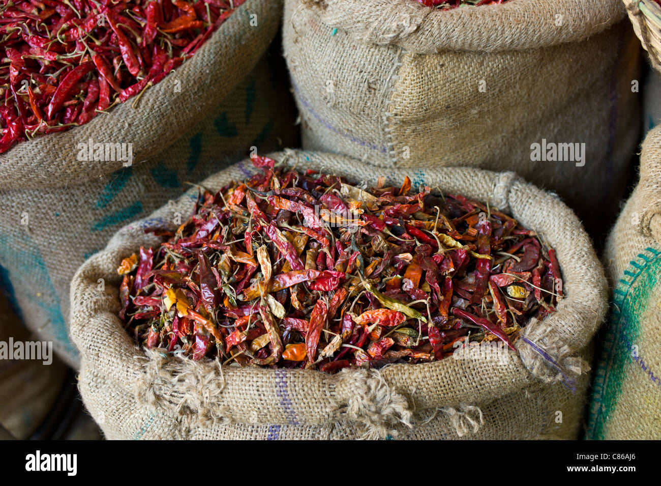 Indian dried red chillies hi-res stock photography and images - Alamy