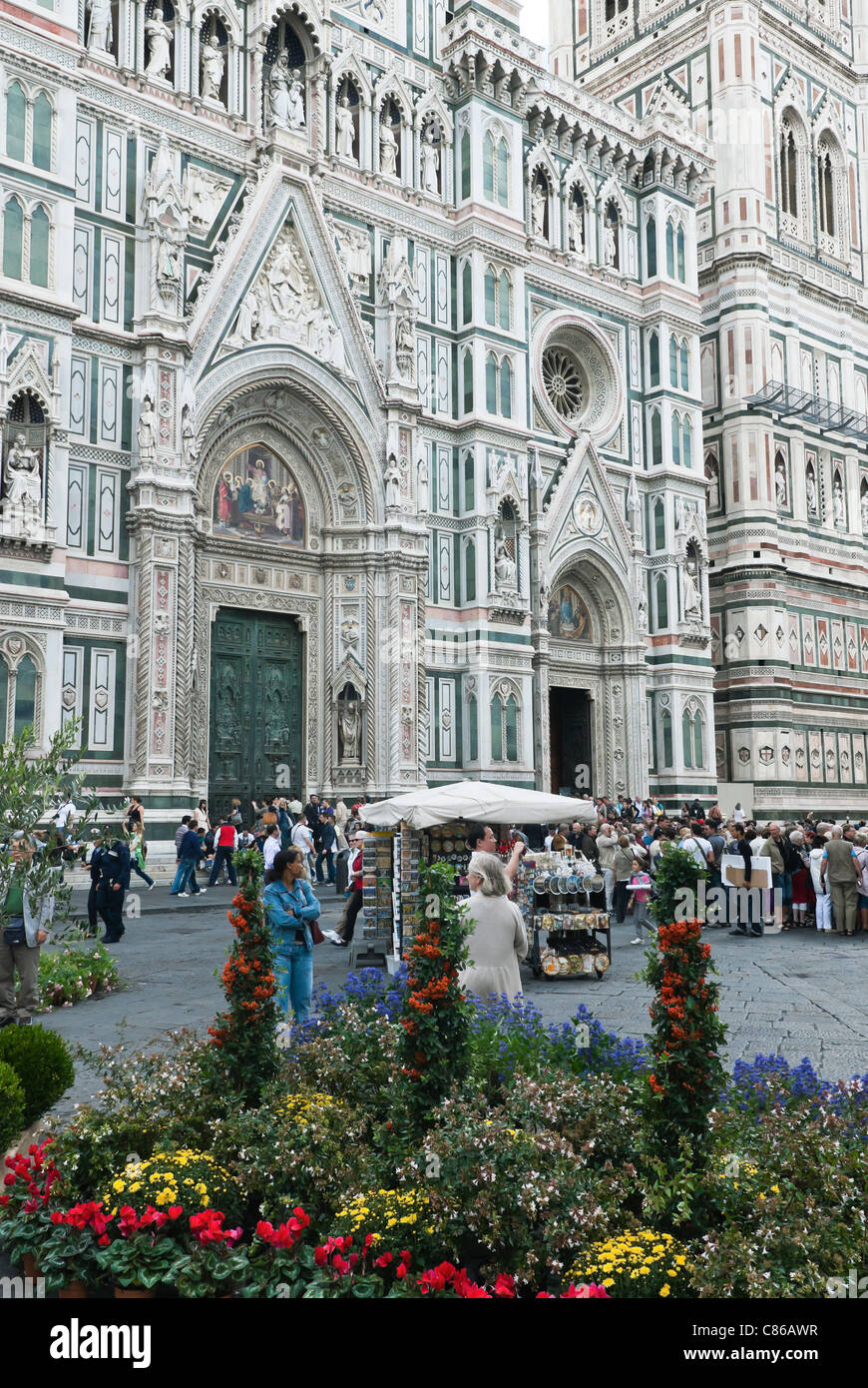 Piazza duomo and flowers show, Firenze, Tuscany, Italy, UNESCO World ...