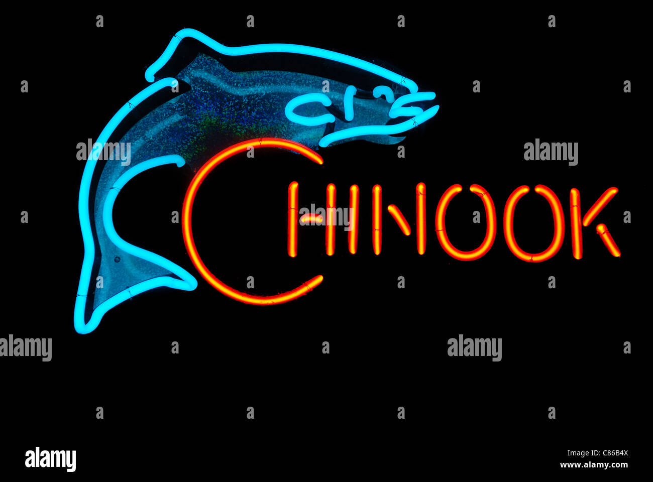 Chinook neon sign Stock Photo - Alamy