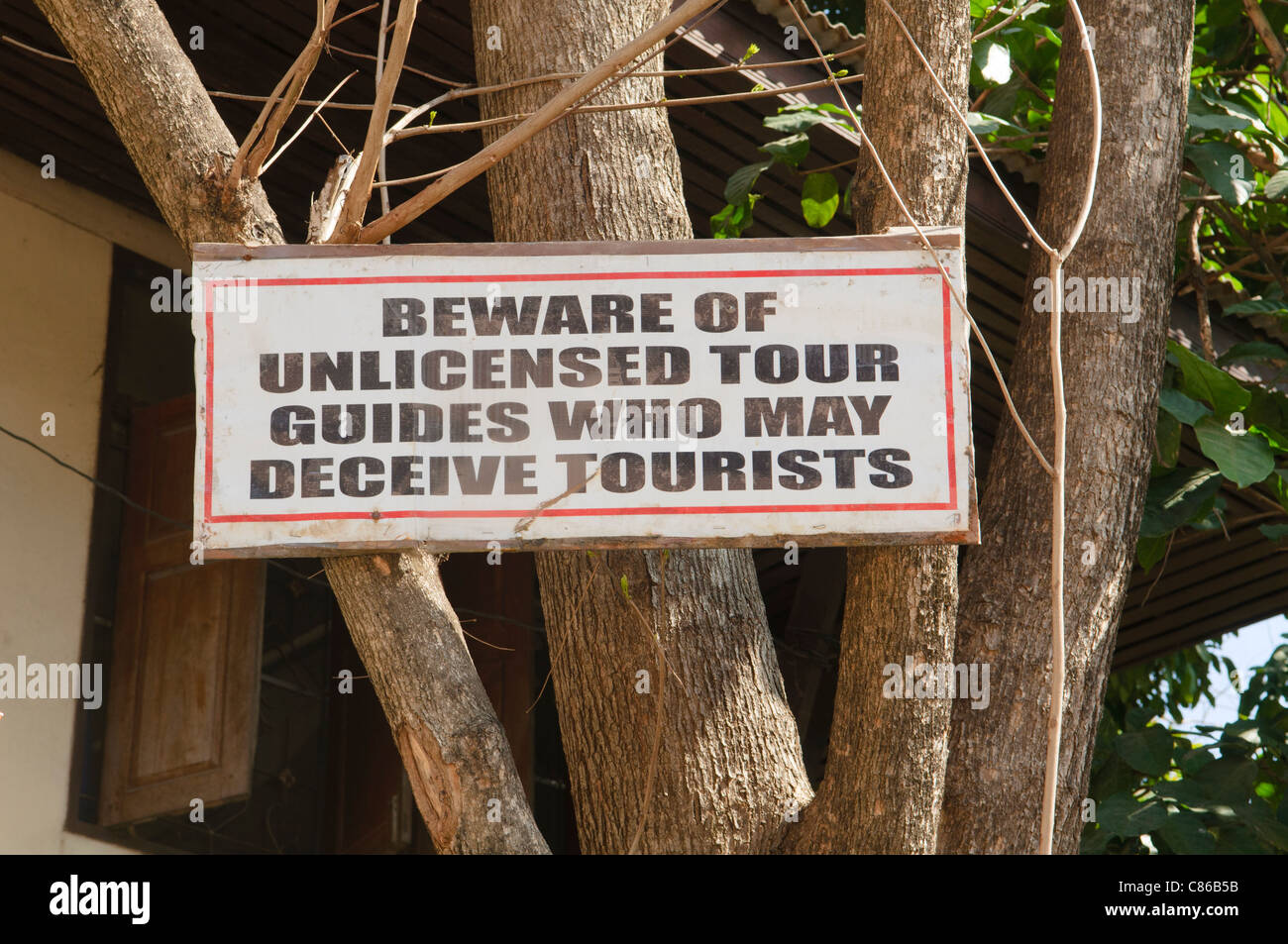 funny tourist sign warning Stock Photo - Alamy