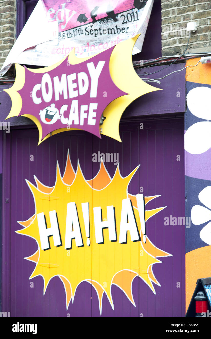 Advertising posters for a comedy club in Shoreditch, London, UK Stock ...