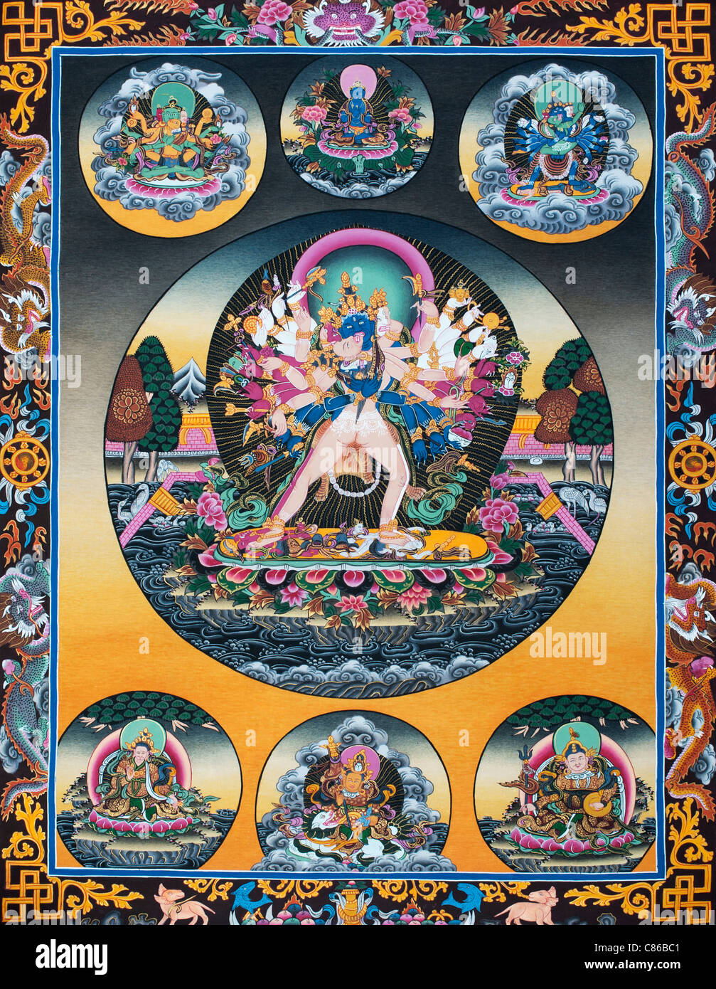 Colourful Tibetan Buddhist Thangka / Tanka painting Stock Photo - Alamy