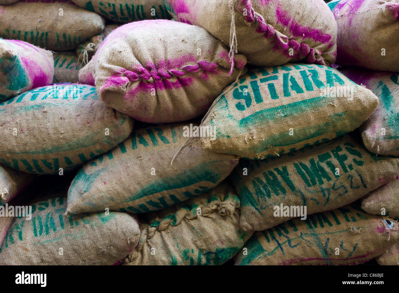 Sacks of dates at Khari Baoli Spice and Dried Foods Market in Old Delhi ...