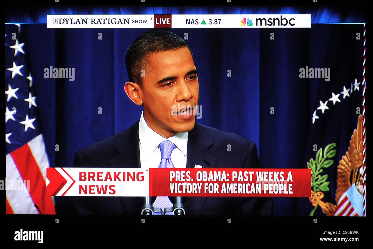 US President Barack Obama holding a live press conference on television ...