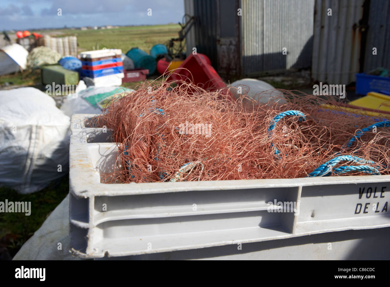 box containing commercial fishing net in the west coast of ireland ...