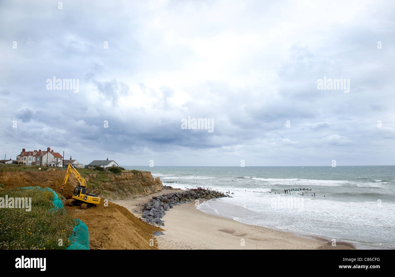 Komatsu PC 290 LC tracked 360 excavator at work on a coastal erosion ...