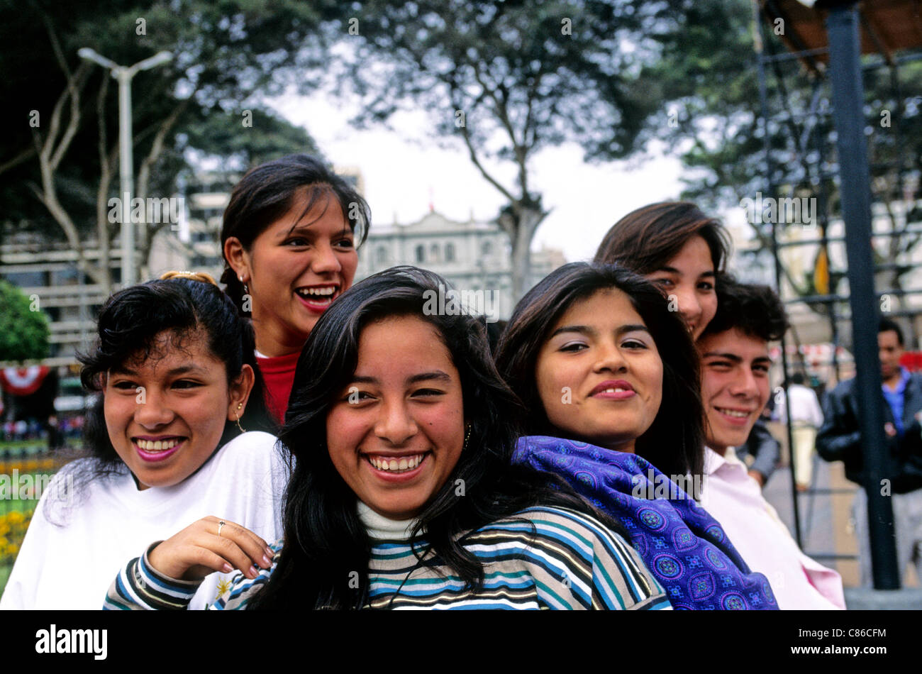 Lima, Peru. Group of smiling city girls Stock Photo - Alamy