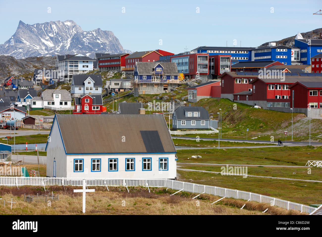 Nuuk with Sermitsiaq Mountain in the background, Greenland Stock Photo ...