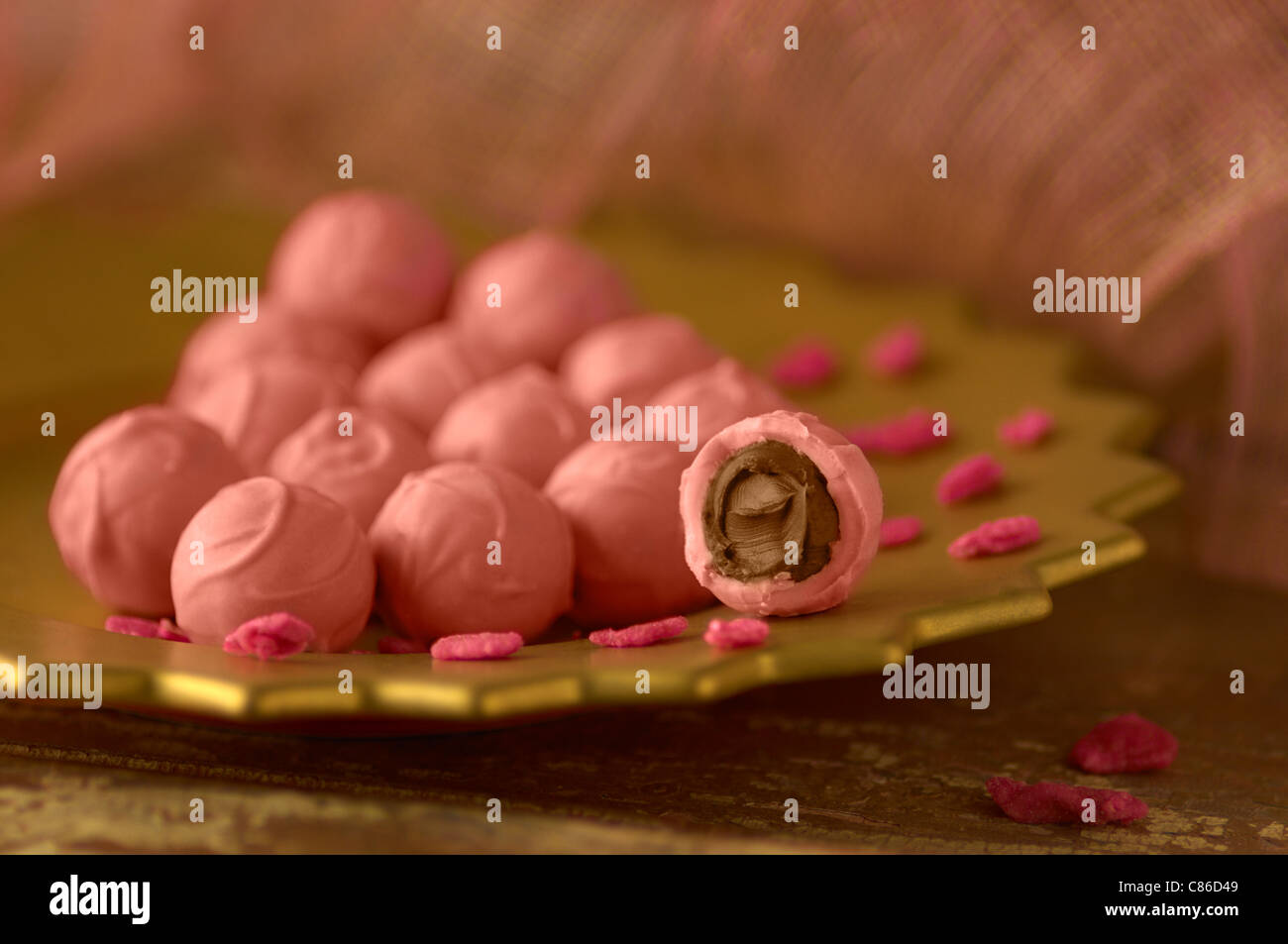 Pink Truffle Chocolates Stock Photo - Alamy