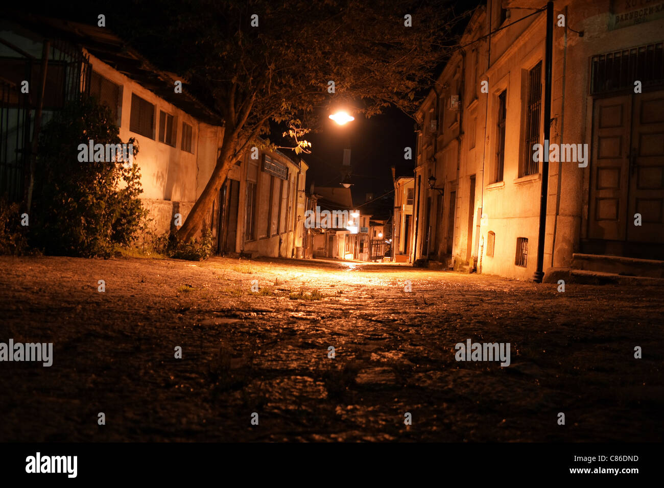 Old street at night Stock Photo - Alamy