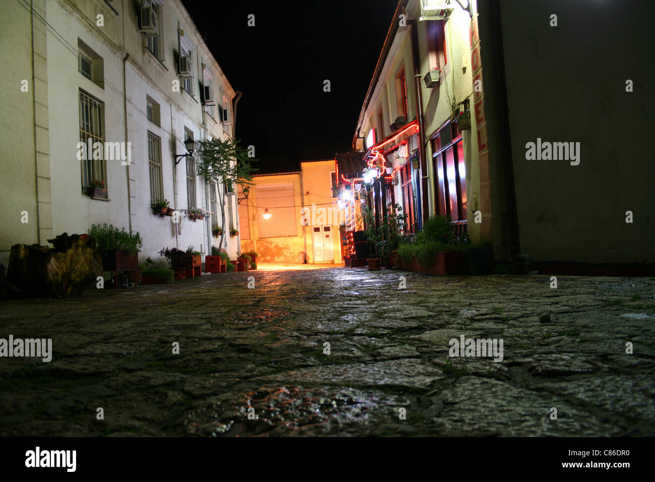 Old street at night Stock Photo - Alamy