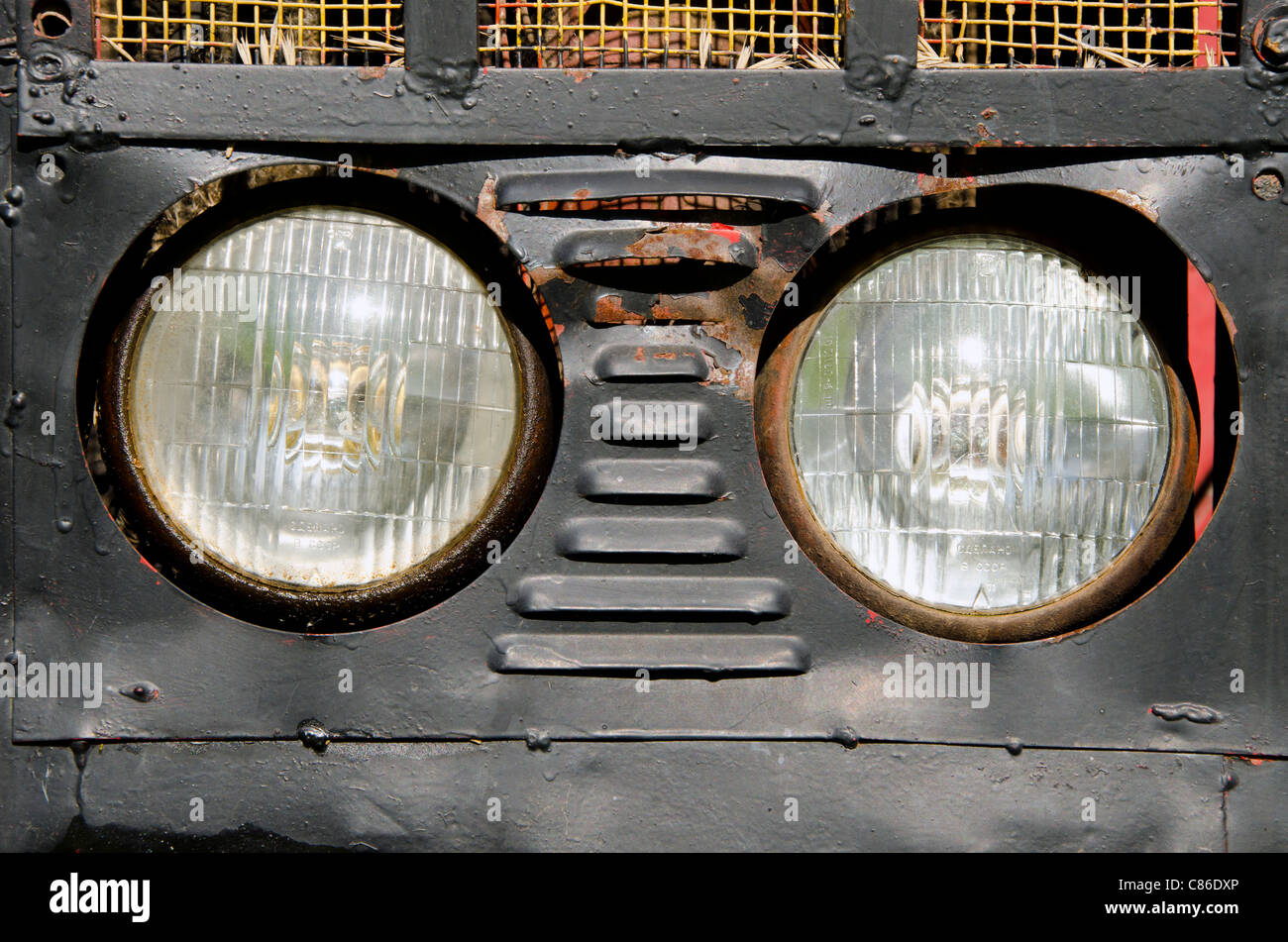 old construction tractor lamps Stock Photo - Alamy