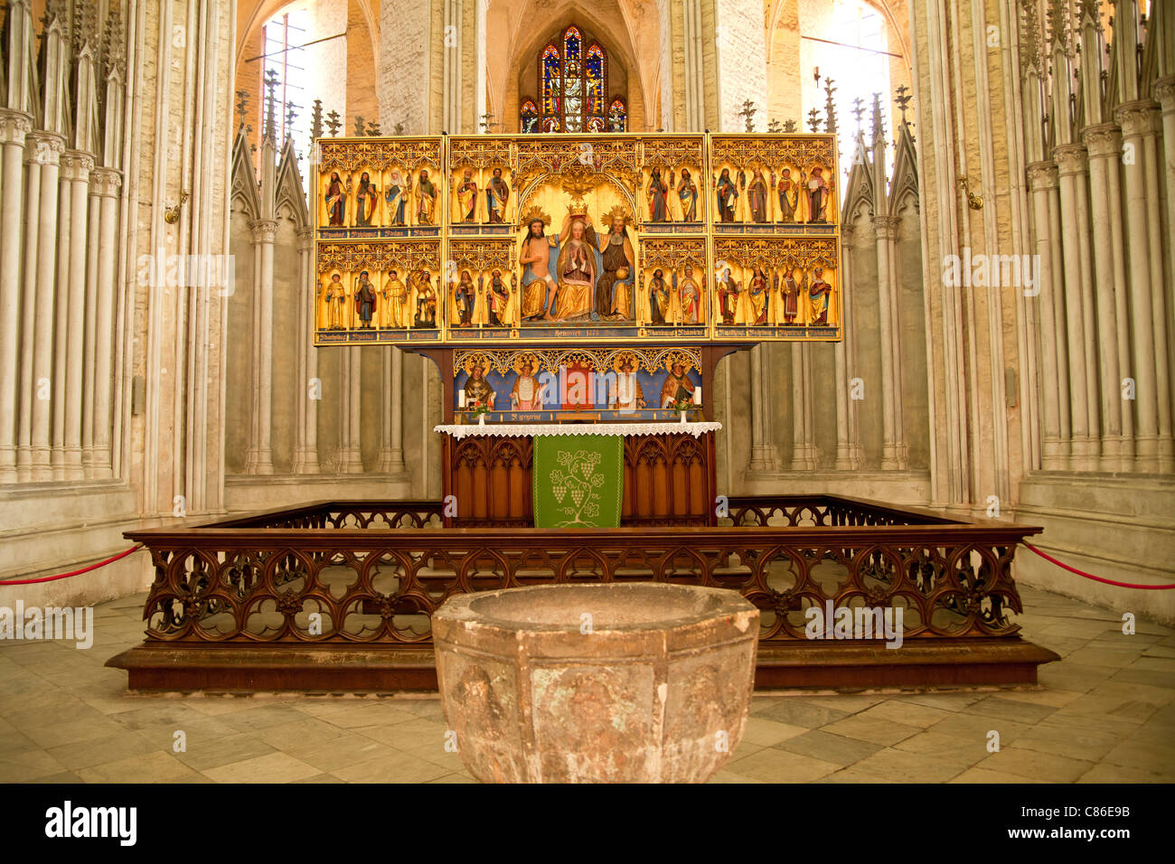 famous Altar of the Coronation Virgin Mary inside the Marienkirche or ...