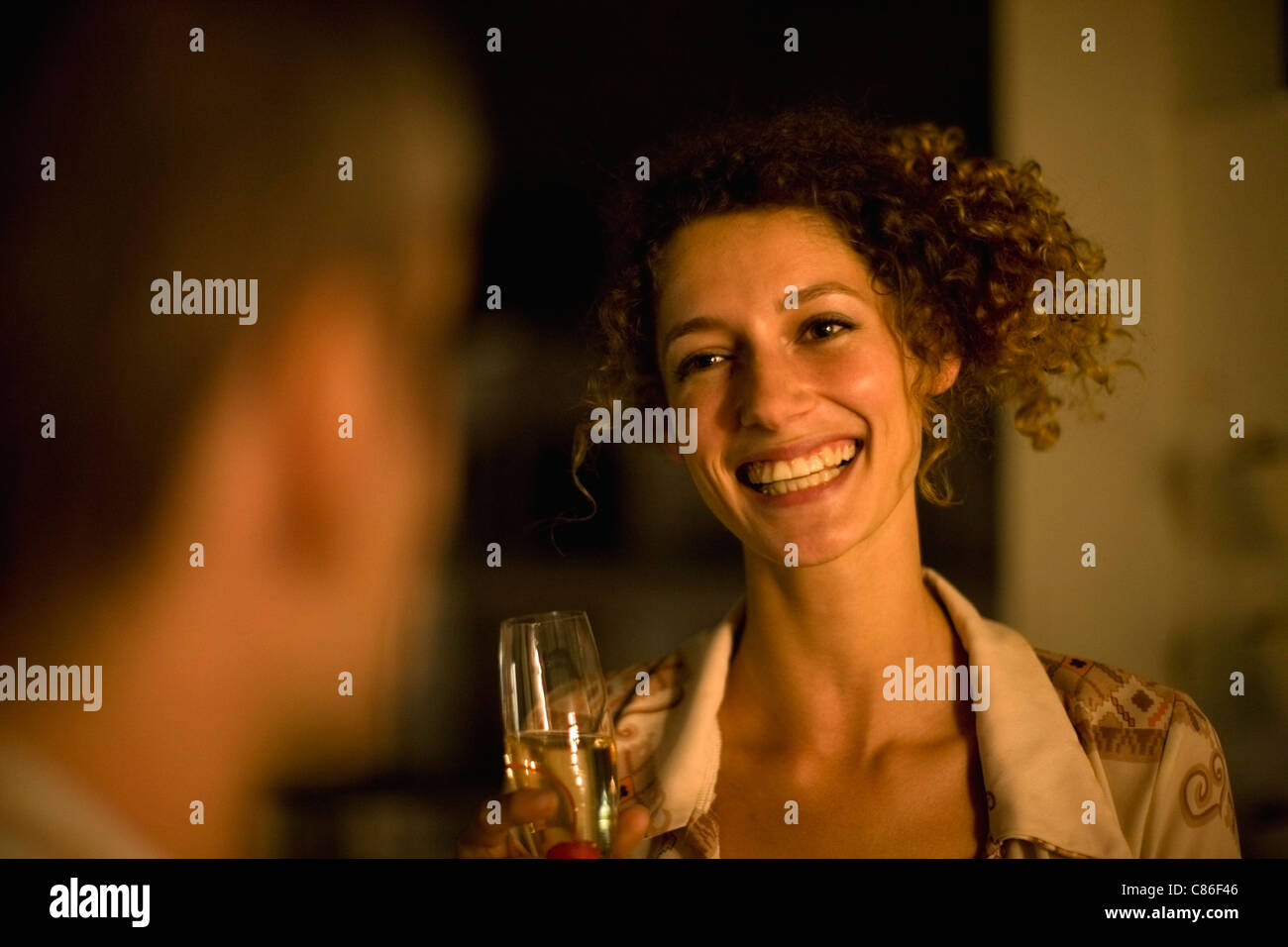 Female woman adult young outdoor outdoors outside night nighttime ...