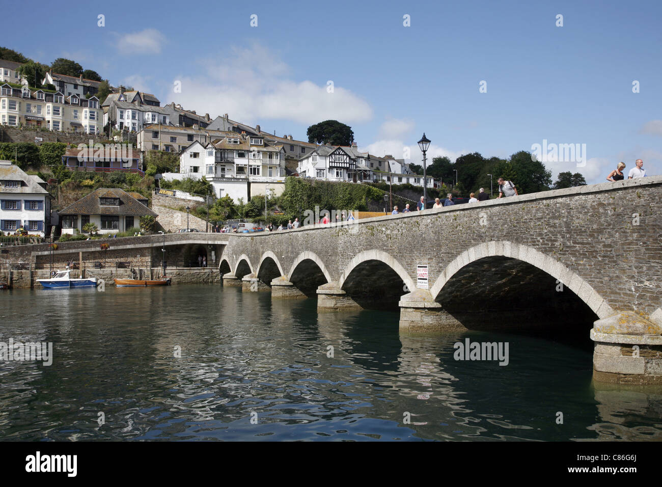 Bridge spanning the River Looe connecting the town of East and West ...