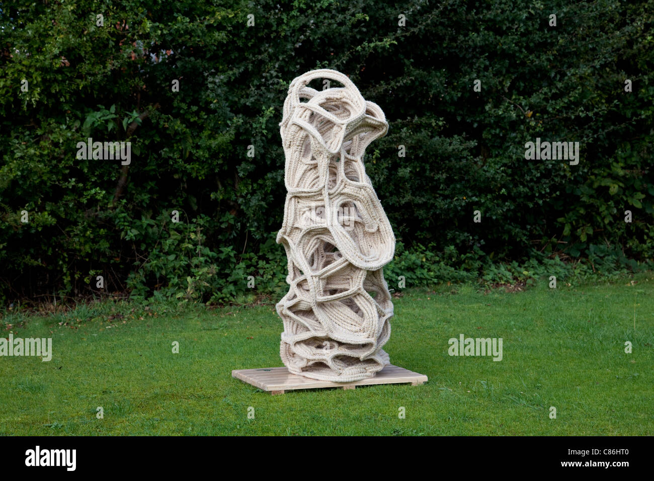 Textile fibre fiber art sculptures constructed from rope sisal string ...