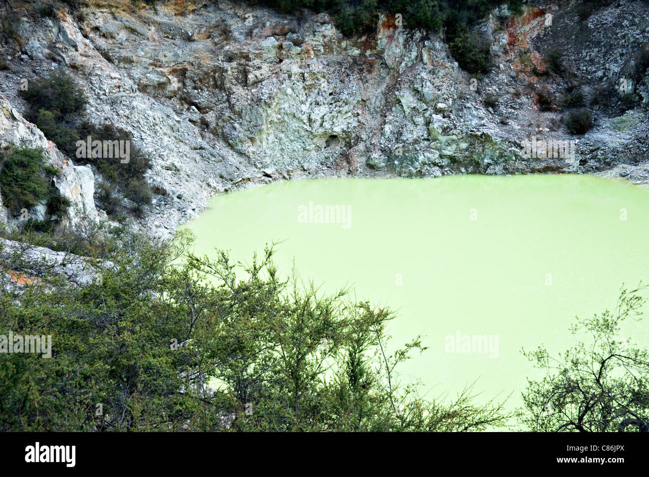 The Green Waters of Devil's Bath Crater at Wai-O-Tapu Thermal ...