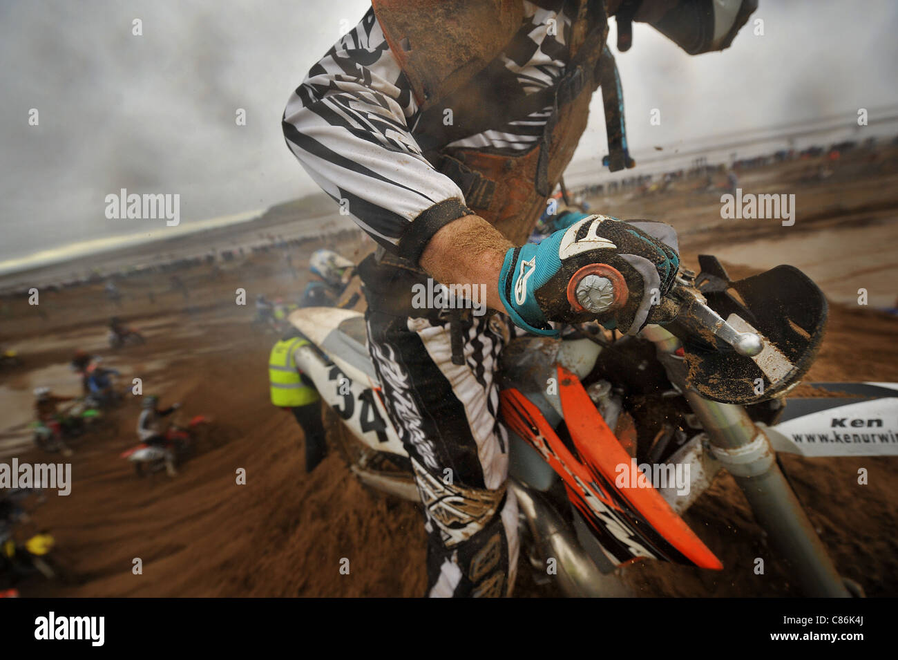 Dirt bikers compete in the Weston-Super-Mare beach race Stock Photo - Alamy