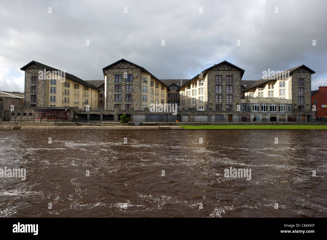the ballina manor hotel at the ridgepool in the river moy flowing ...