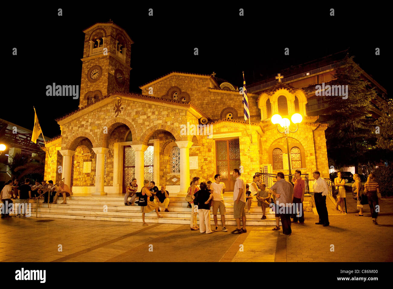 Greek Church At Night