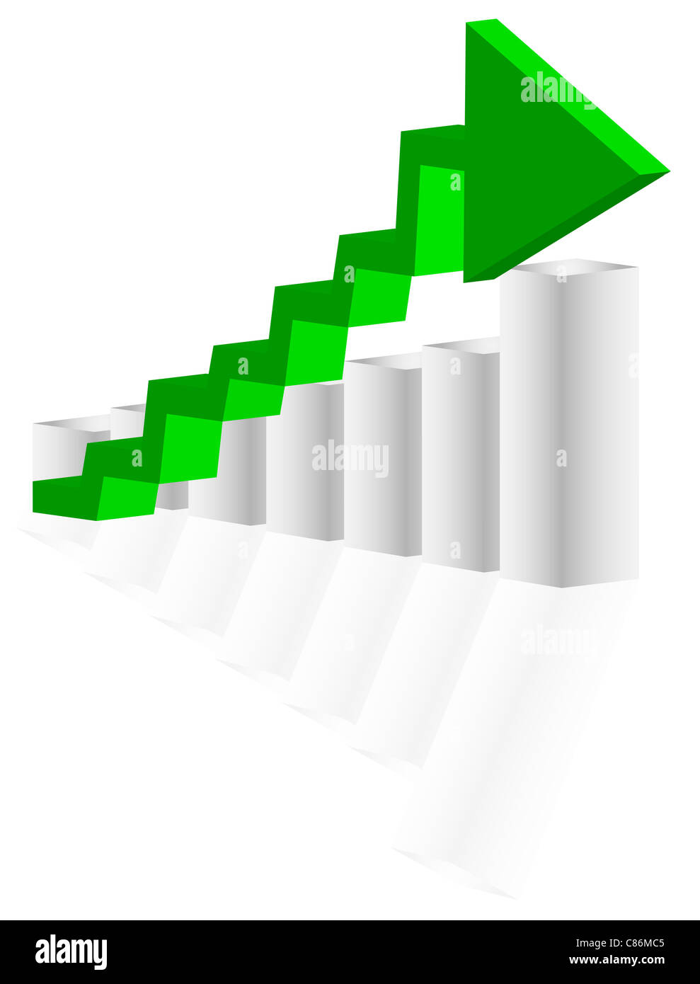 Green chart reflected isolated on white background Stock Photo - Alamy