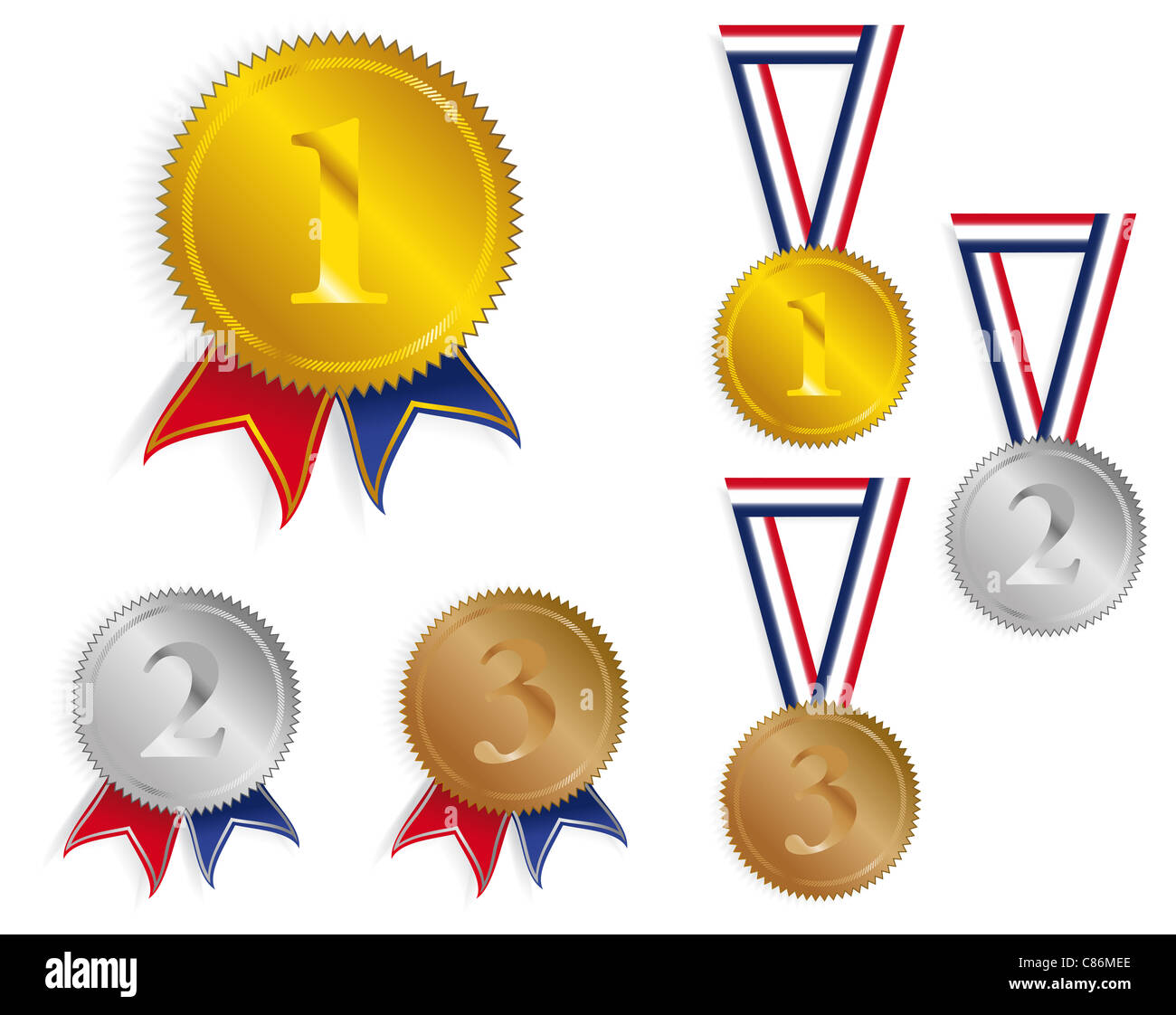Golden, Silver and Bronze Medals With Ribbons Stock Photo - Alamy