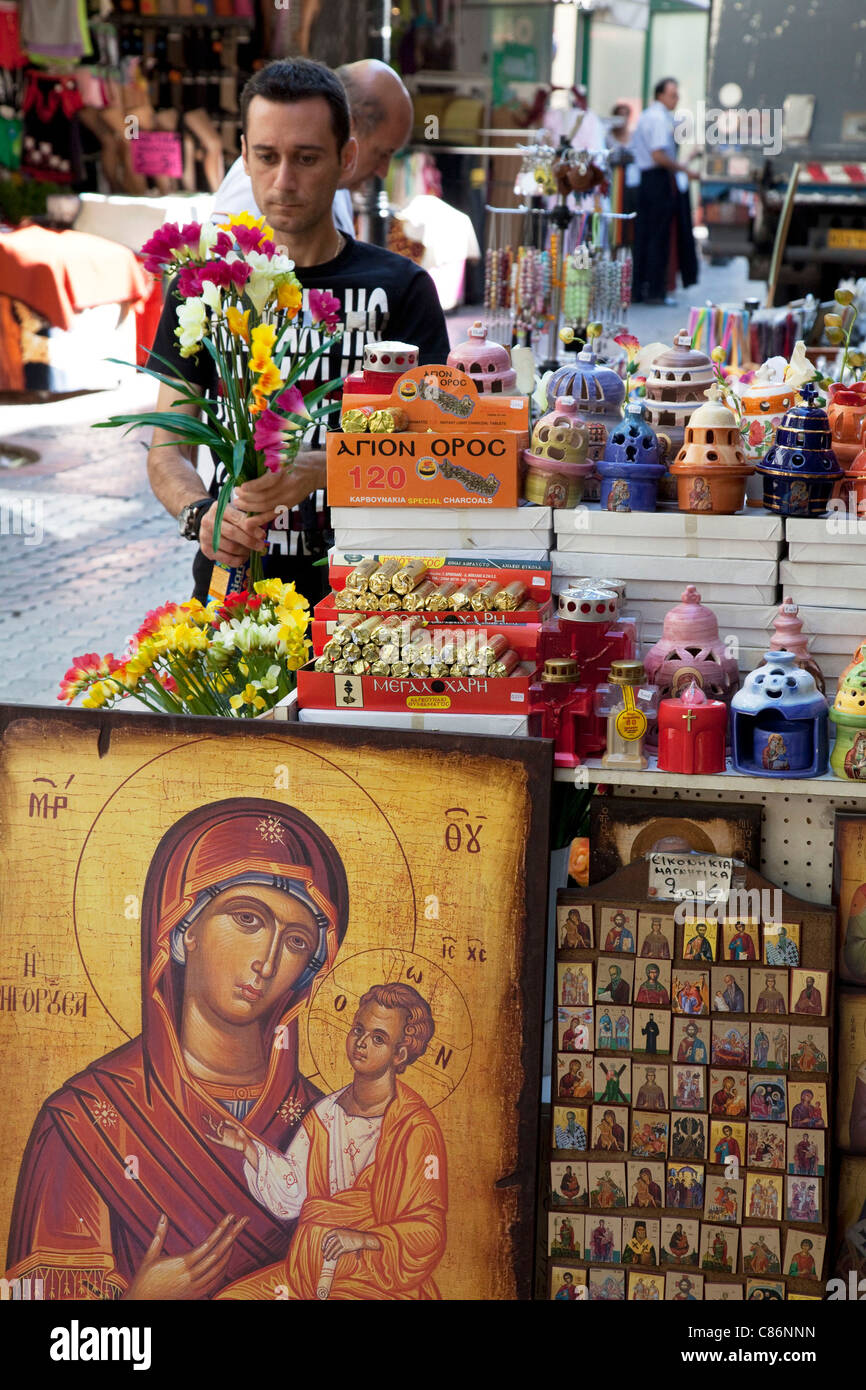 Shop selling religious icons, paintings and pictures in Monastiraki ...