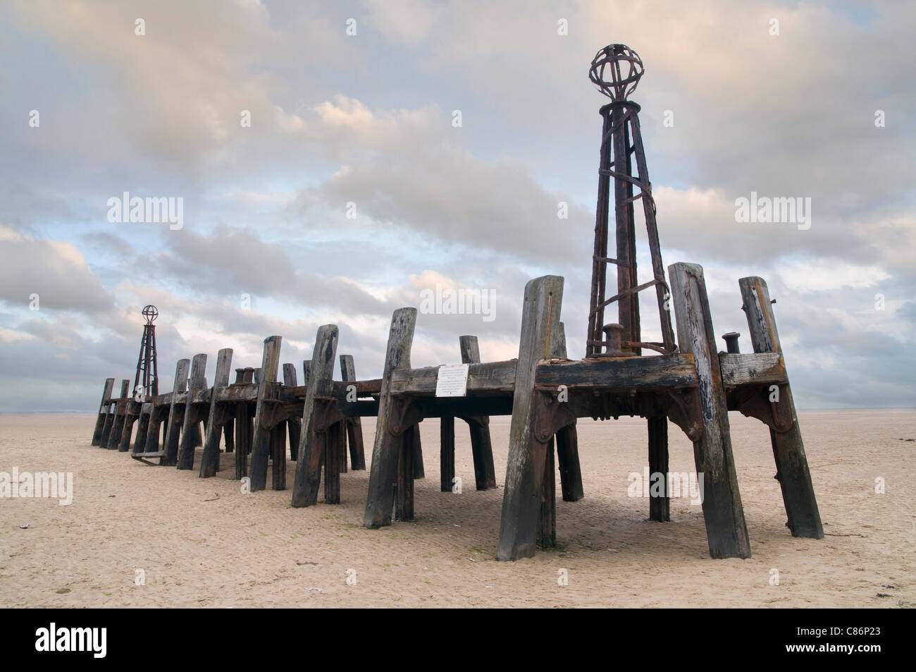 St anne's beach old pier hi-res stock photography and images - Alamy