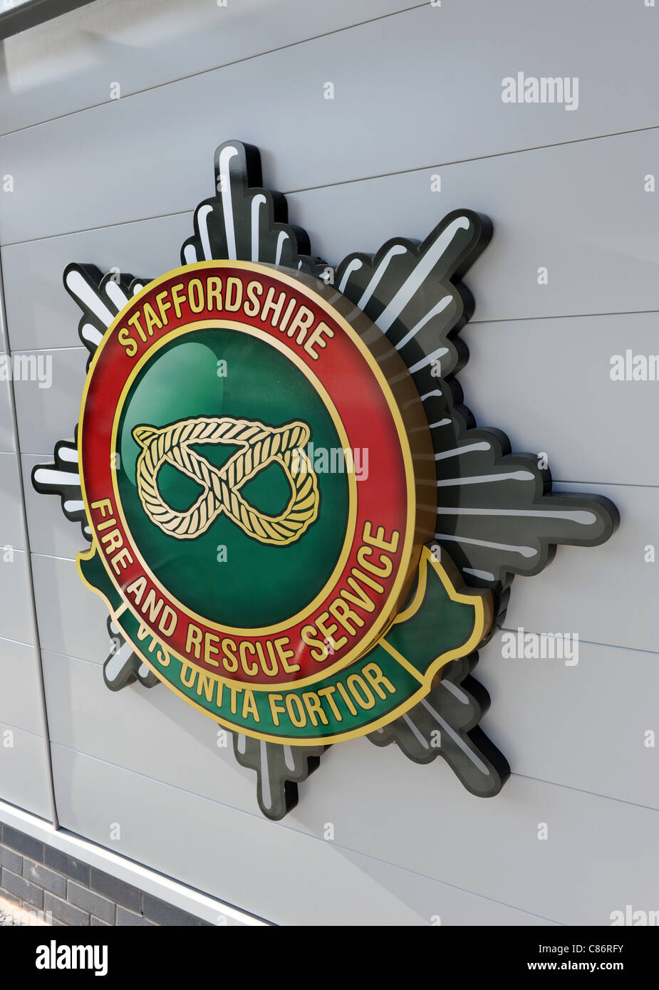 Staffordshire Fire and Rescue Service badge and logo at Burslem Fire ...