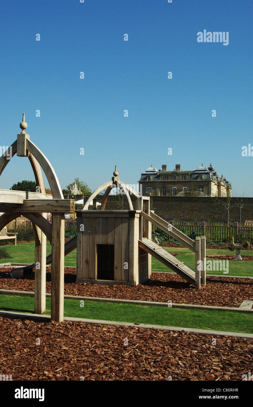 A view across the walled garden at Wrest Park, childrens 'play ...