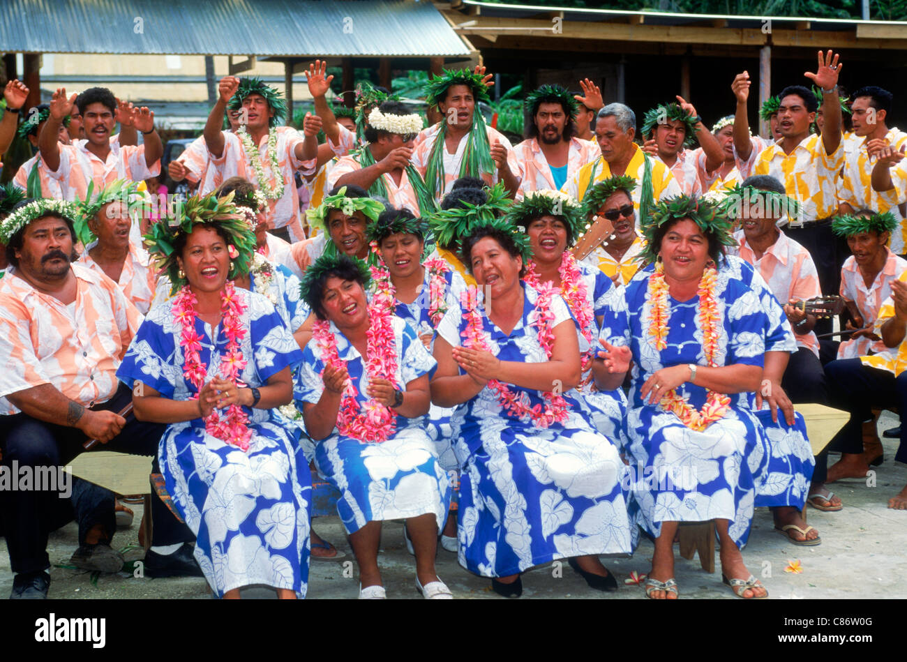 Cook Islanders in colorful dance costumes for Tiare Festival on ...