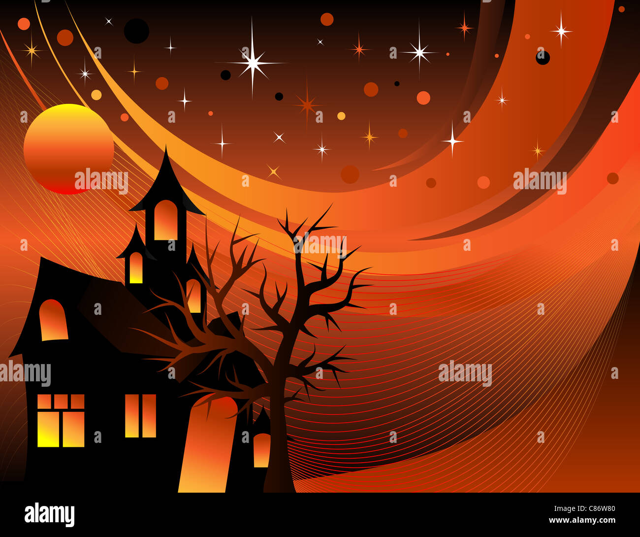 Vector Abstract of a Halloween Tree Background Stock Photo - Alamy