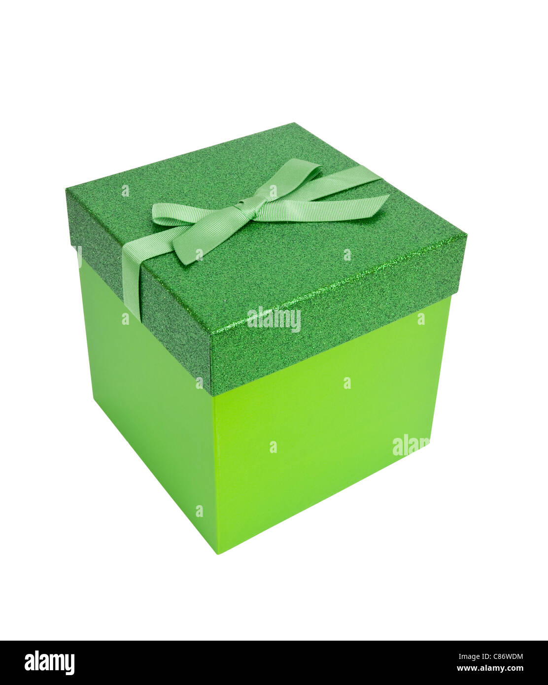 Green christmas present, isolated w/clipping path Stock Photo - Alamy