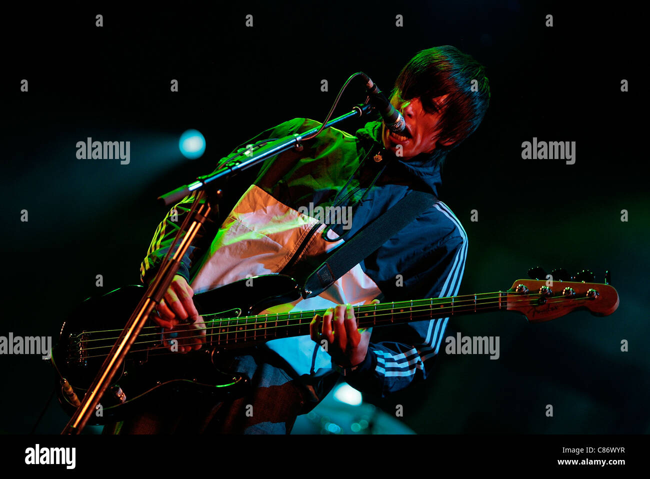 BELFAST, UNITED KINGDOM - AUGUST 14: Andy Hopkins of The Enemy performs ...