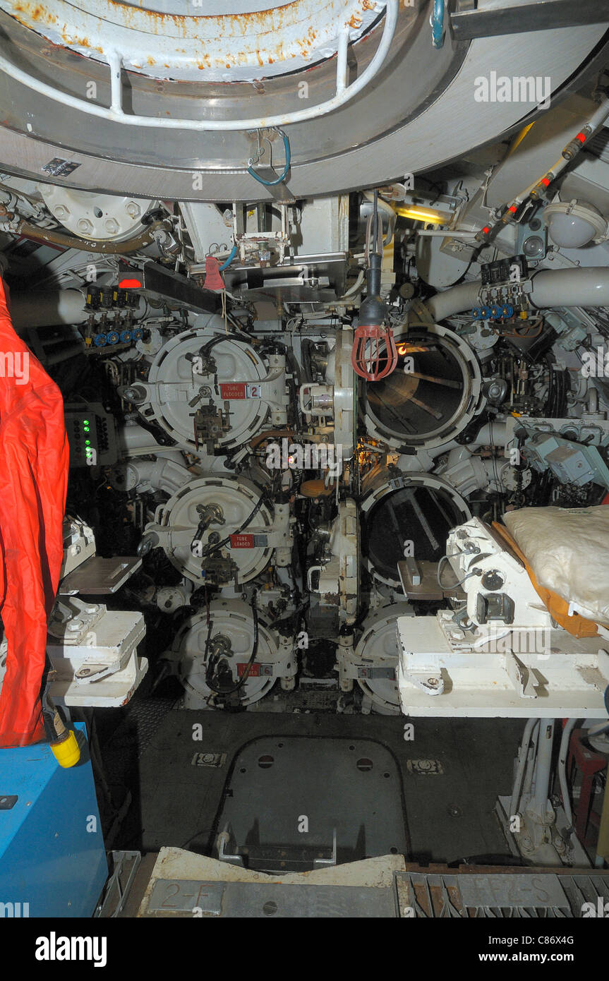 Torpedo tubes HMS Ocelot O Class diesel electric submarine at Chatham ...