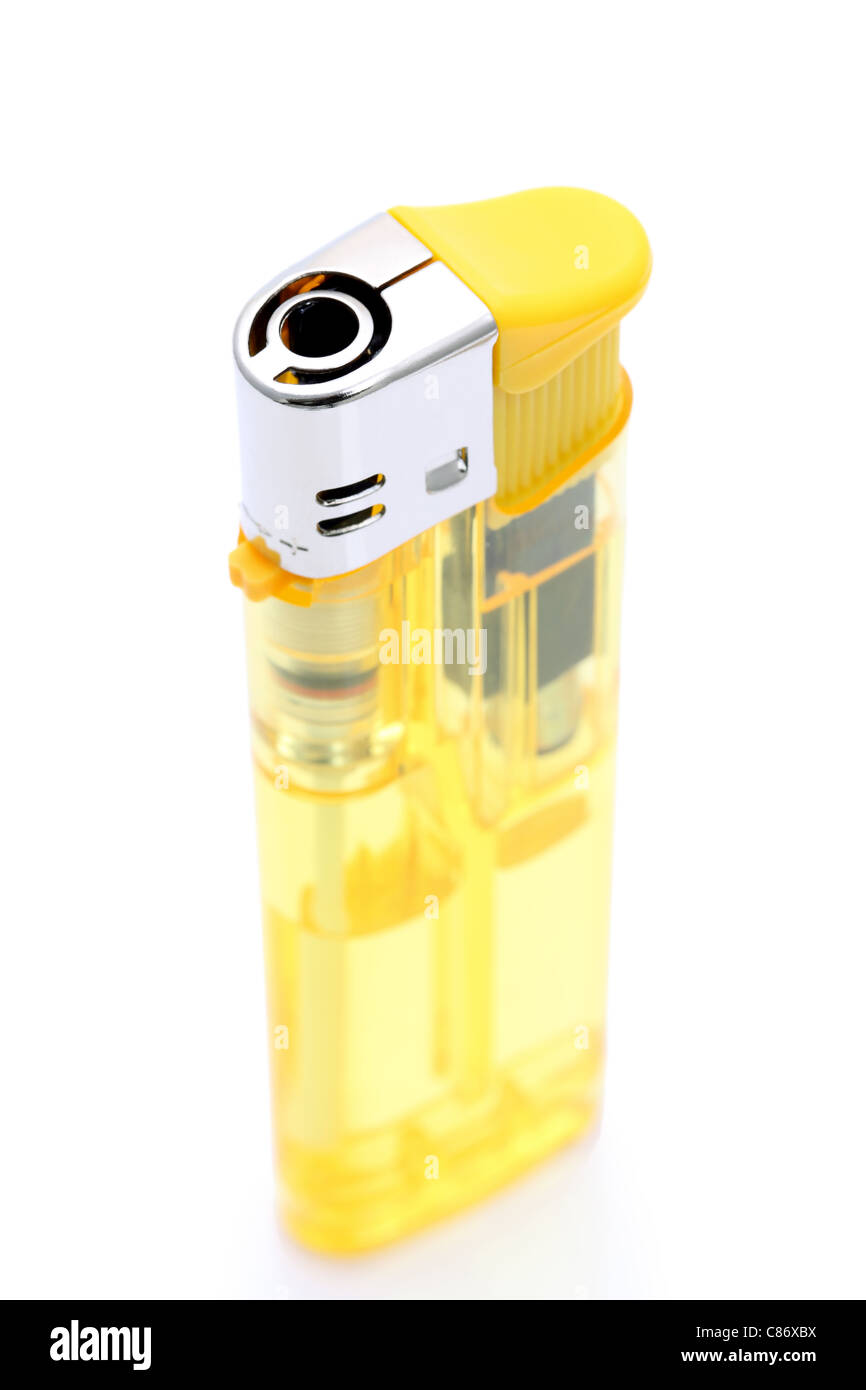 Colorful plastic lighter on a white background Stock Photo - Alamy
