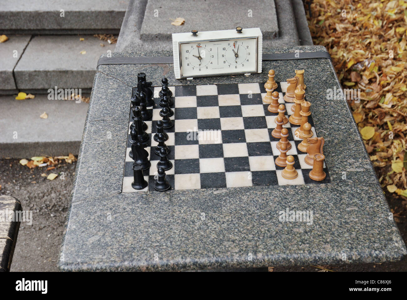 Public chessboard ready to play, Sofia, Bulgaria Stock Photo - Alamy