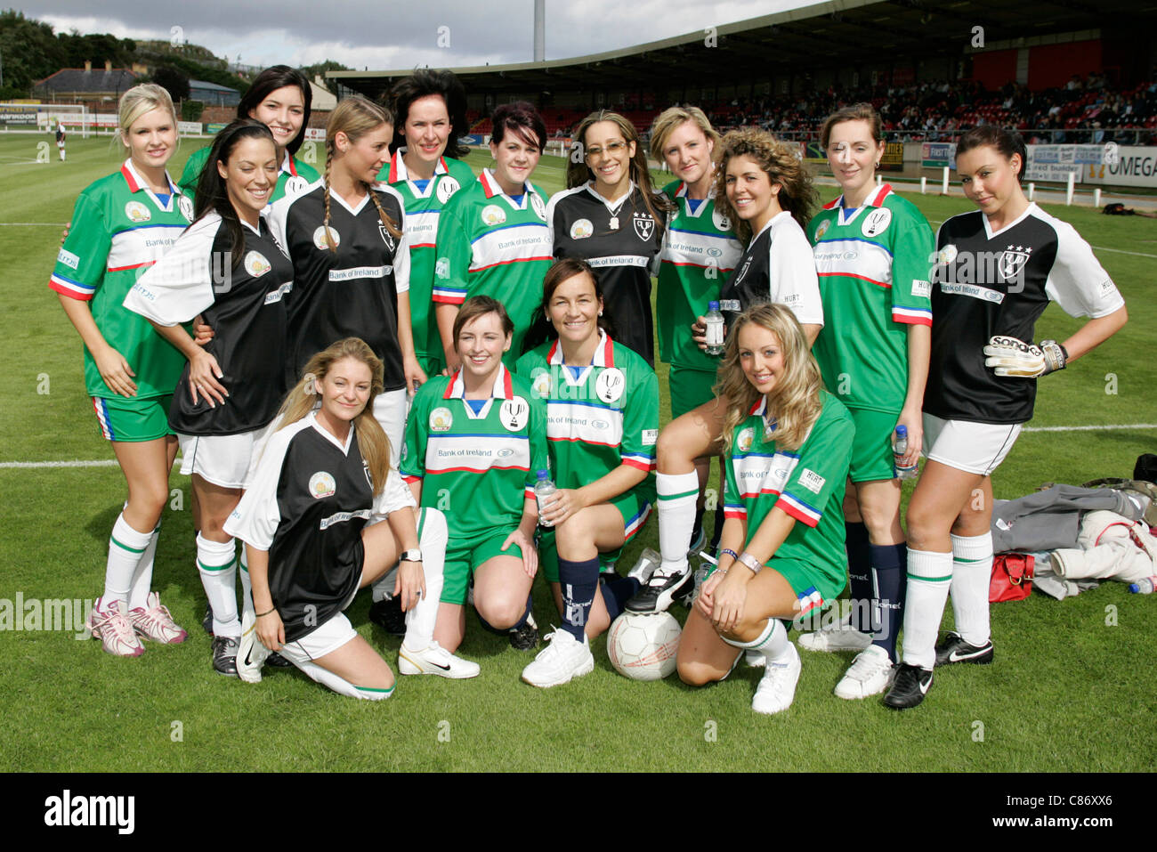 the womens teams at the game of history charity football match at the ...
