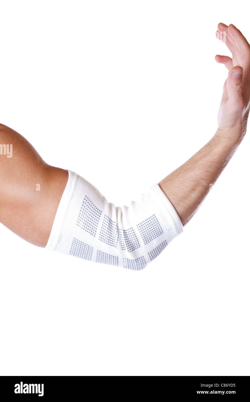 Elastic elbow support to protect from injury Stock Photo - Alamy