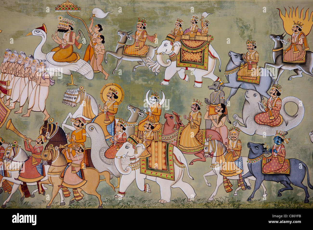 Mehrangarh Fort Hindu mural at Jaypol Gate in Jodhpur in Rajasthan ...